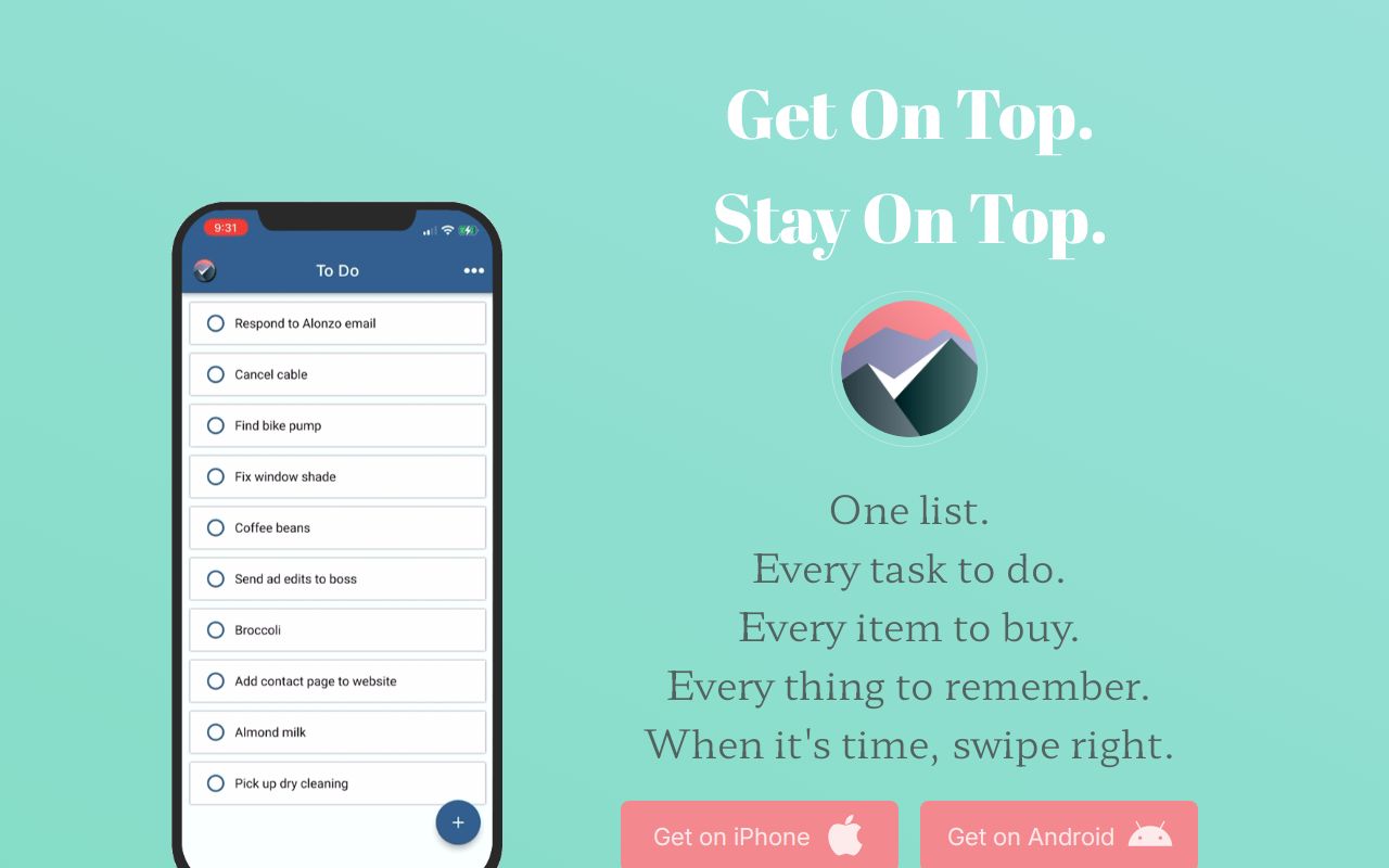 On Top - the master to do list app for iPhone and Android